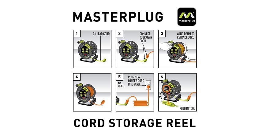 MasterPlug Heavy Duty Extension Cord Reel