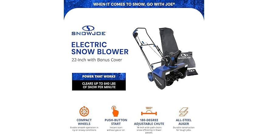 Snow Joe SJ627E-CV 15-Amp Corded Electric Snow Blower