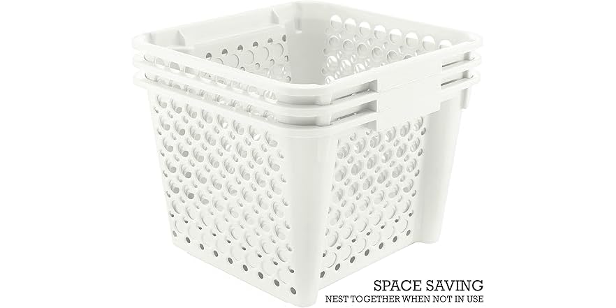 Stackable White Storage Containers with Open Tops