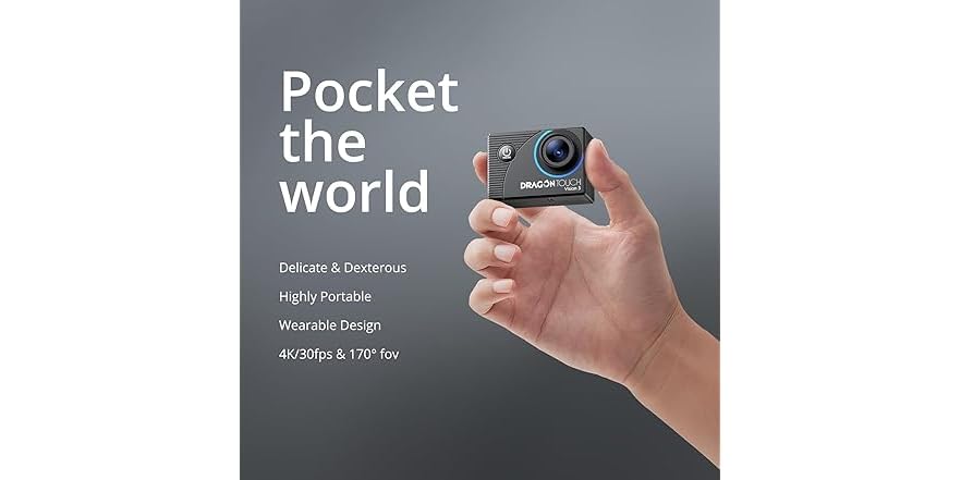 (NEW) Dragon Touch 4K Waterproof Action Camera