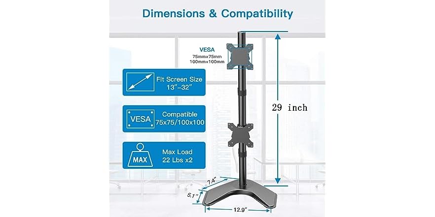 HUANUO Dual Monitor Stand - Vertical