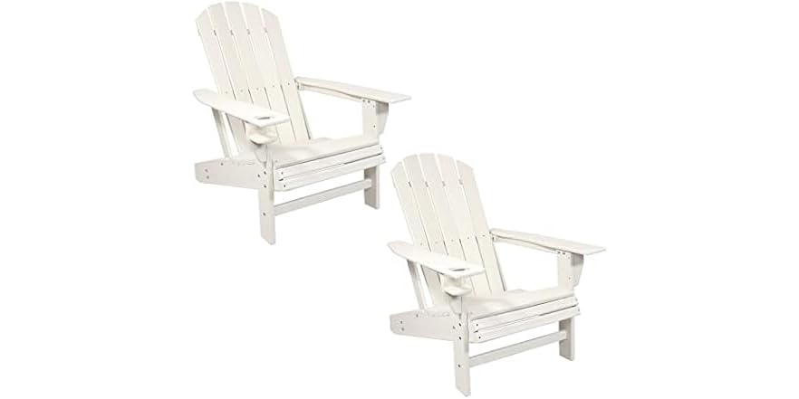 Sunnydaze Adirondack Chairs w/Cup Holder, White