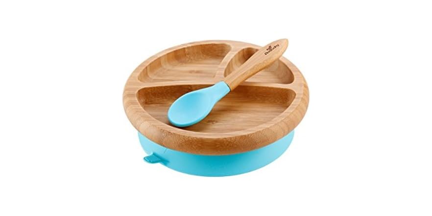 Spill Proof Bamboo Baby Feeding Plate Set