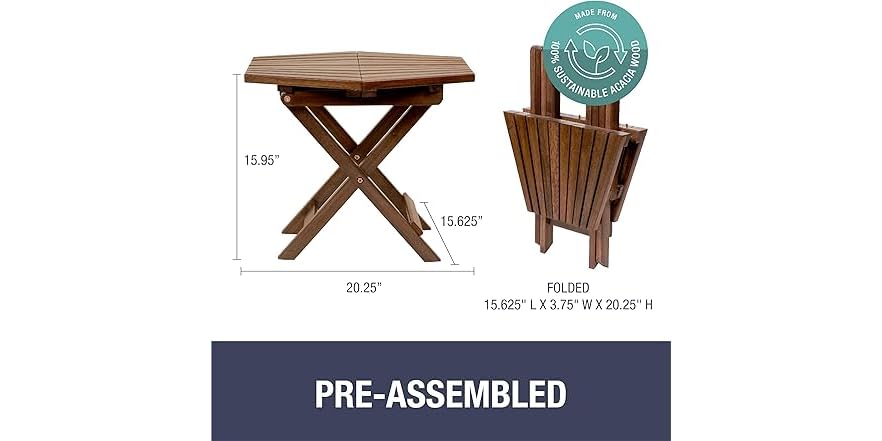 CleverMade Tamarack Folding Patio Side Table