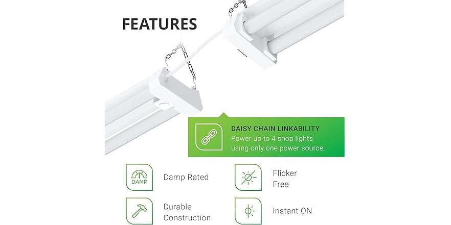 4 Pack Motion Sensor 4ft LED Shop Lights