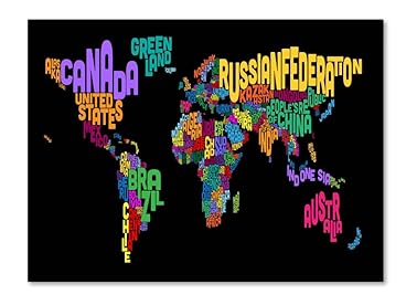 World Text Map Canvas Art