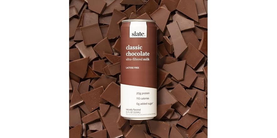 Slate Milk - High Protein Shake, Classic Chocolate, 20g Protein, 0g ...