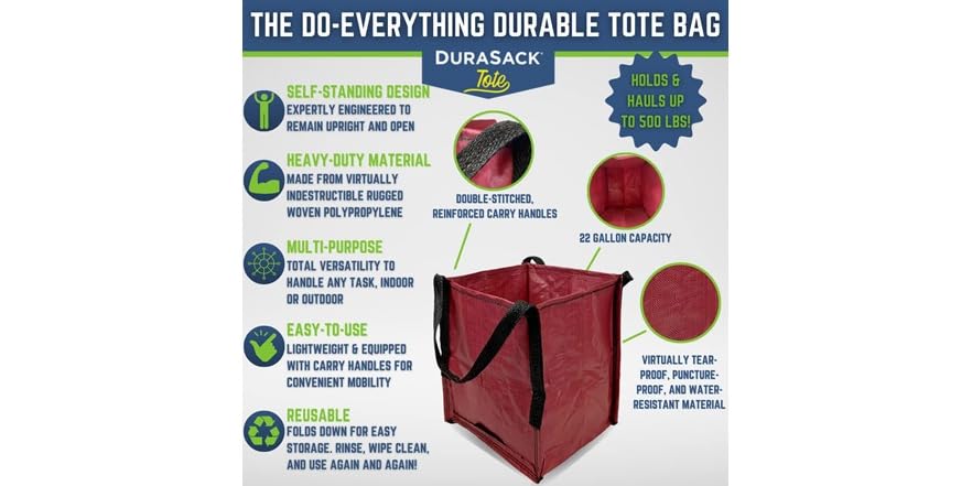 DuraSack Heavy Duty Tote Bag 4-Pack