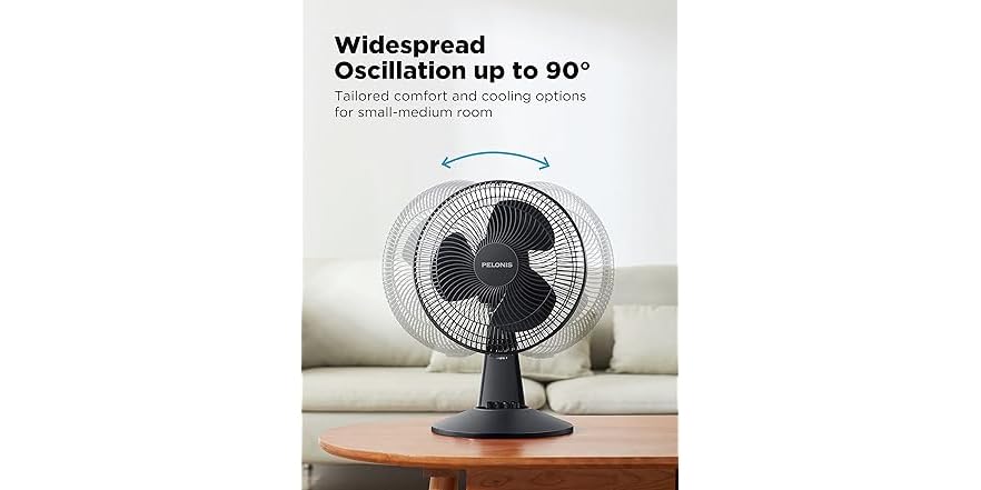 PELONIS Oscillating Table Fan 12-Inch