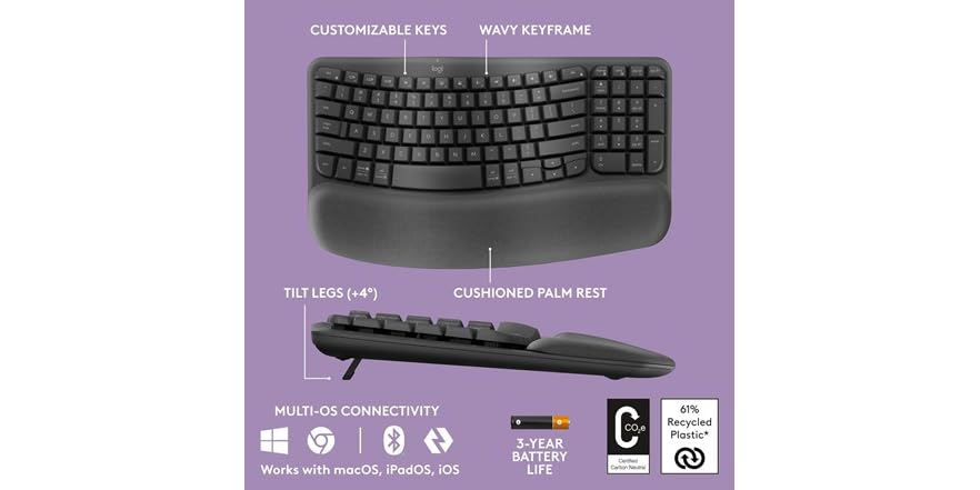 Logitech Wave Keys MK670 Wireless Ergonomic Combo (Open Box)