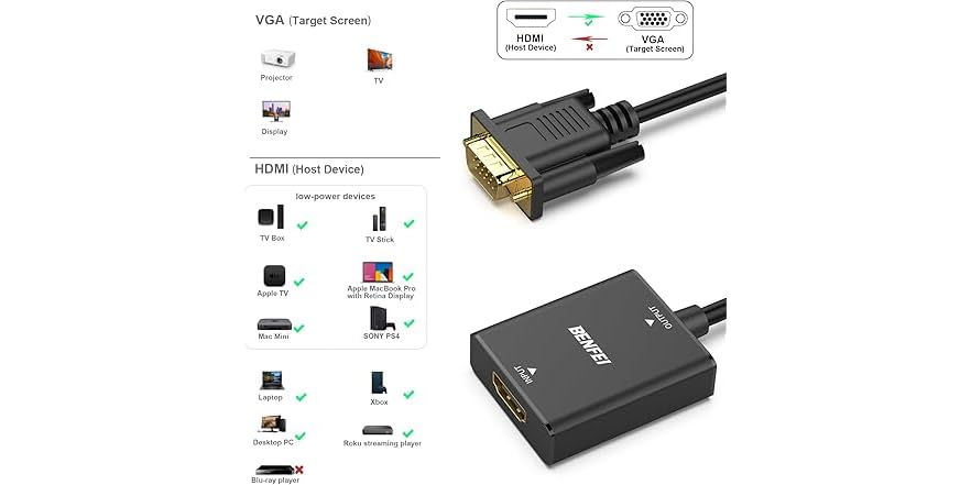 2 Pack HDMI to VGA Monitor Adapter