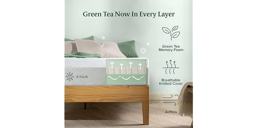 Zinus Queen 12" Green Tea Luxe Memory Foam Mattress
