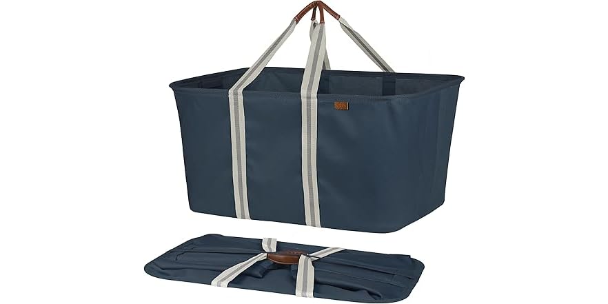 CleverMade Collapsible LUXE Tote- 50L Navy/Noir Cream