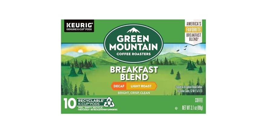Green Mountain Breakfast Blend Decaf, 10-Pods