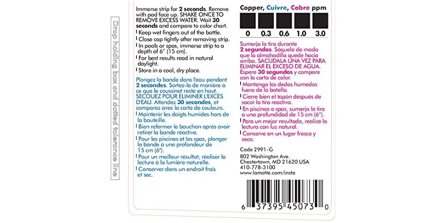 Insta-Test Pool & Spa Copper Test Strips