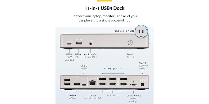 StarTech Triple 4K Monitor Docking Station (Open Box)