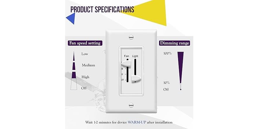 2PK ENERLITES Ceiling Fan Control & Dimmer Light Switch