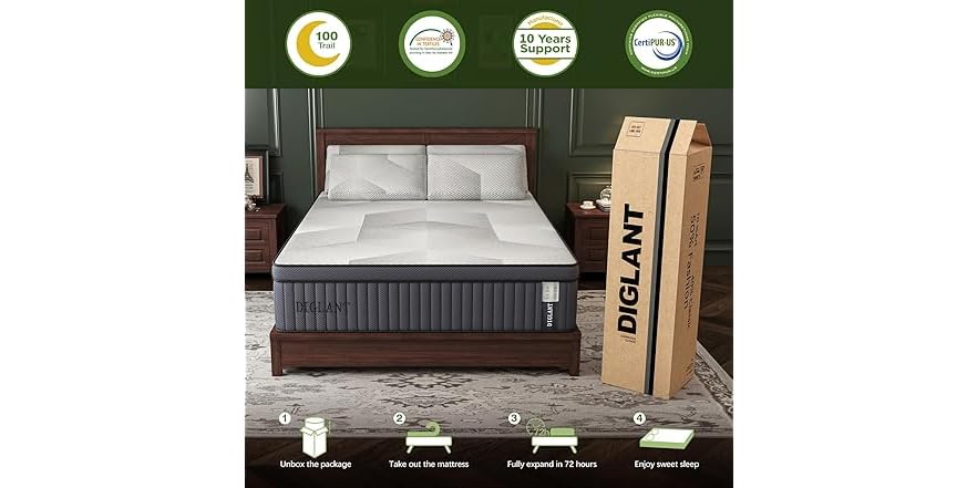 DIGLANT King Mattress, 14" Hybrid Mattress