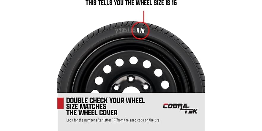 Cobra-Tek 099-KR 4PC Hubcaps JDM Black/Red - Choose Size