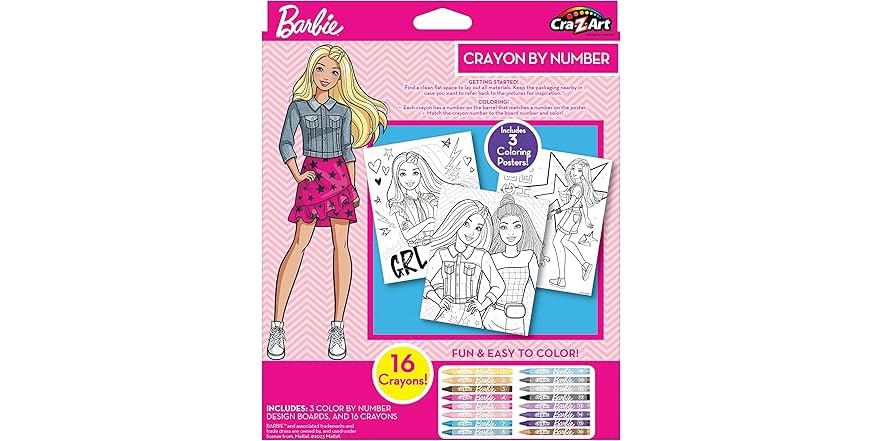 Cra-Z-Art Barbie Crayon by Number Set