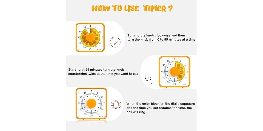 Secura Visual Timer 60 Min Orange