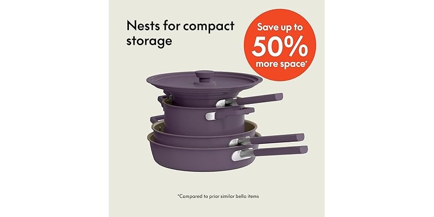 bella 9pc Cookware Set Plum