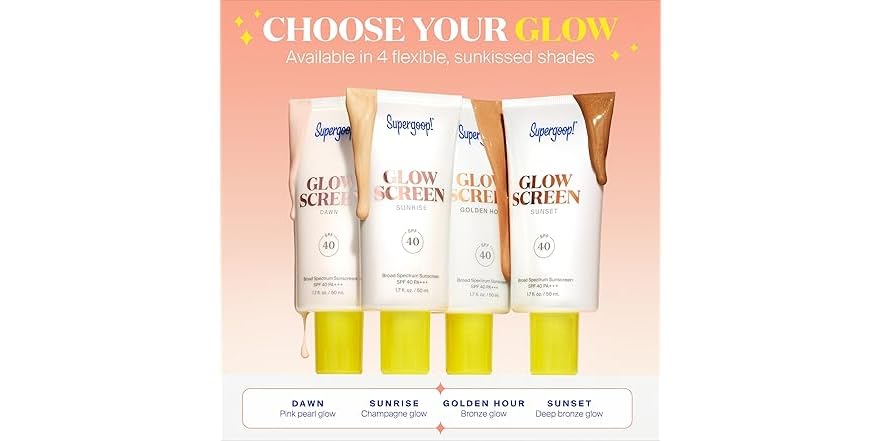 Supergoop! Glowscreen SPF 40, Tinted Sunscreen, Sunrise, 1.7 Oz
