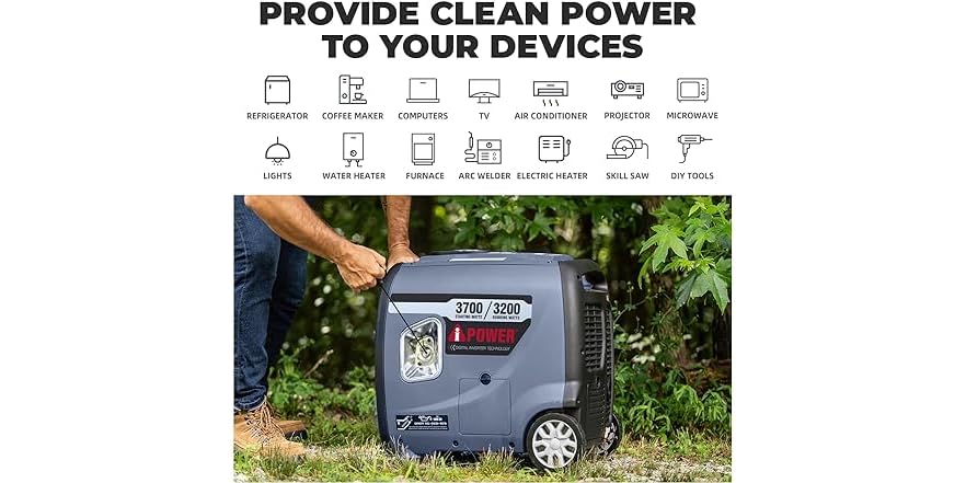 A-iPower AP3700i 3700 Watt Inverter Generator Grey