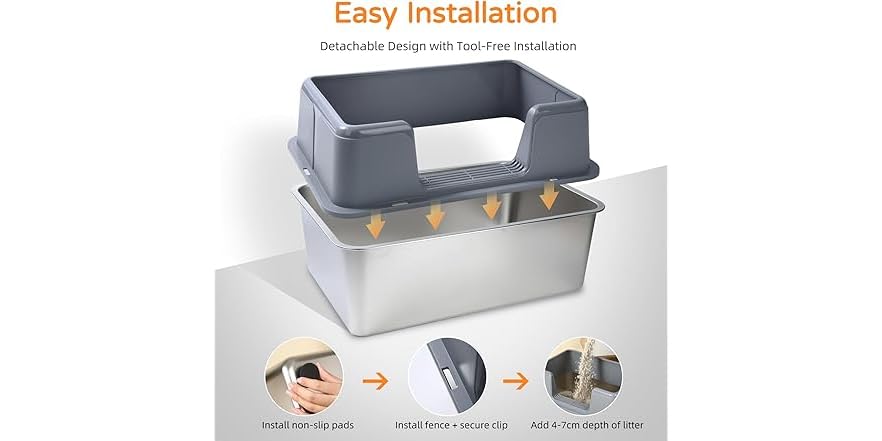 ZOZOO Stainless Steel Cat Litter Box