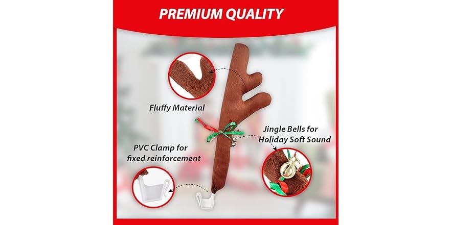 Zone Tech GA0080 Car Reindeer Antlers and Nose Set Red/Brown