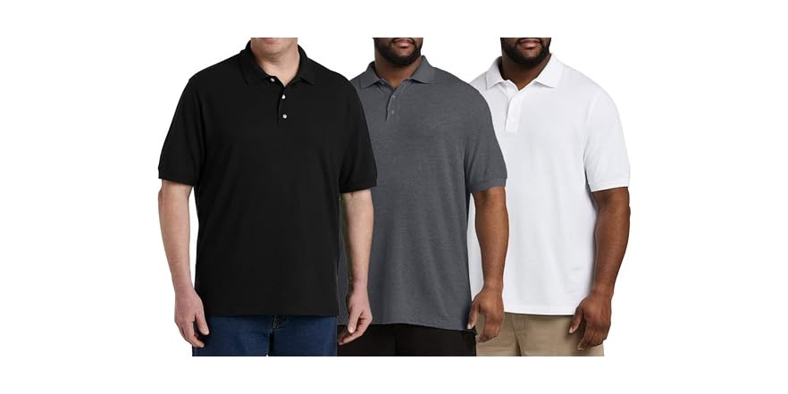 Mens 3PK Extended Size Pique Polo Shirt
