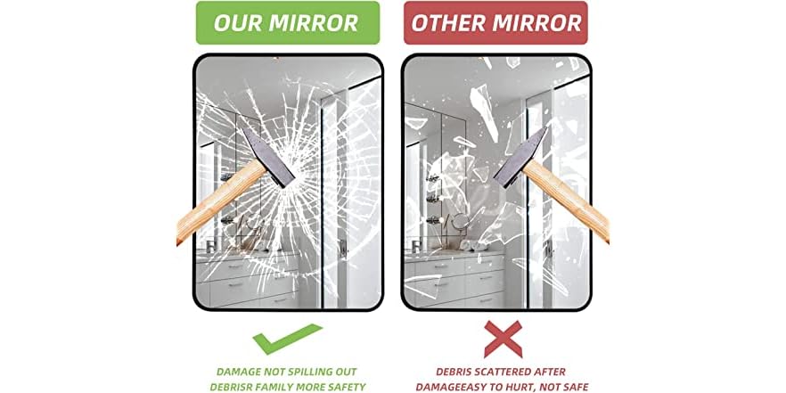 YGBH Bathroom Mirror for Wall, Rectangle