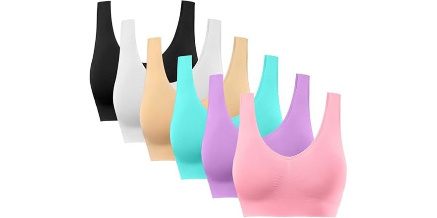 6 Pack Sports Bras With Removable Pads