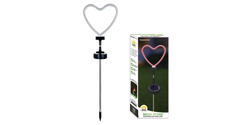 Solar Neon LED Heart Stake Light- 2 Pack