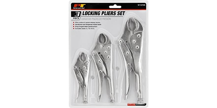 Performance Tool Lock Grip Pliers Set