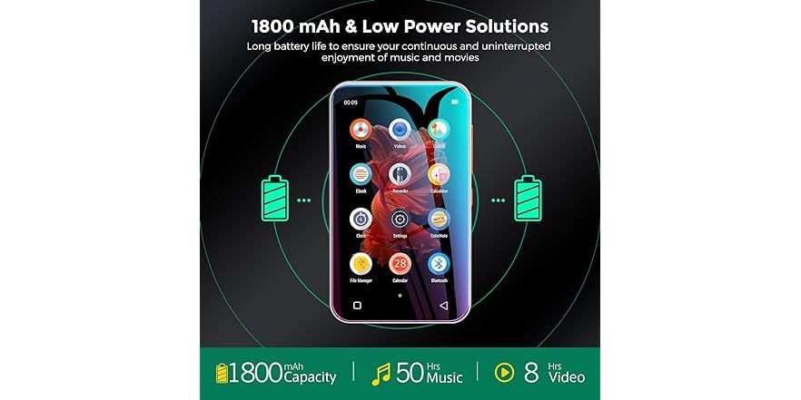 TIMMKOO 72GB MP3 Player withBluetooth White (Open Box)