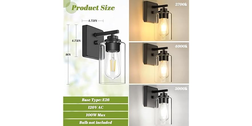 VerRon 2-Pack Wall Sconce, Black