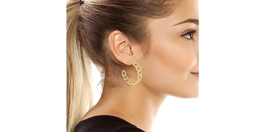 Steve Madden Frozen Chain Hoop Earrings