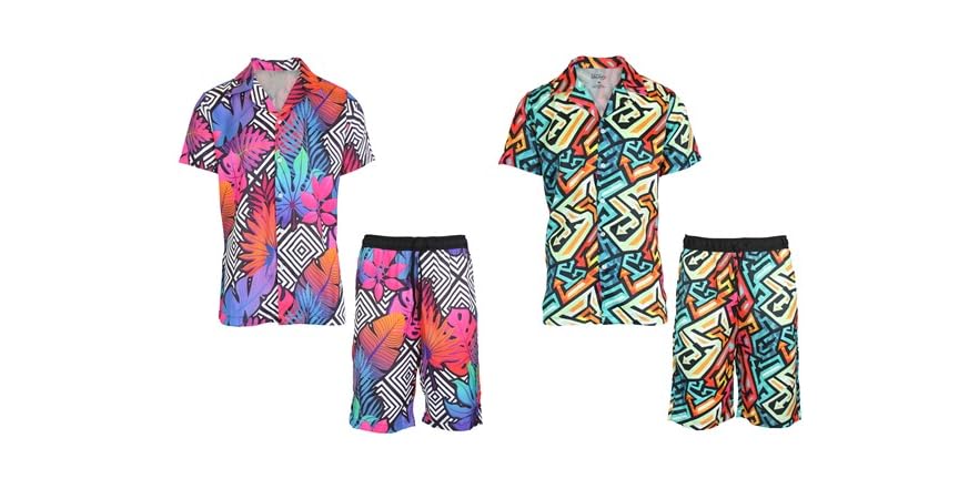 Mens 2 Pc Tropical Printed Short Set