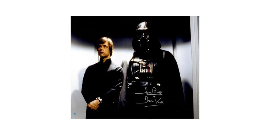 Dave Prowse Signed Luke Skywalker Standing w/ Darth Vader 16x20 Photo