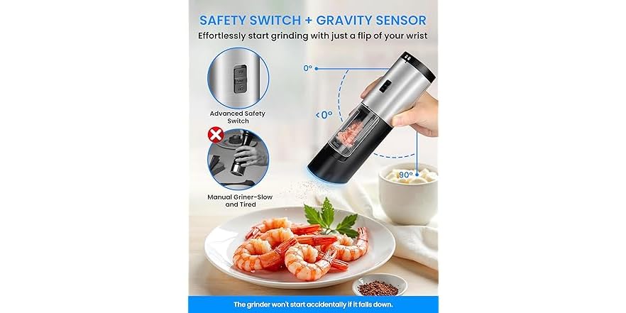 Simple Deluxe Stainless Steel Gravity Electric Salt & Pepper Grinder Set