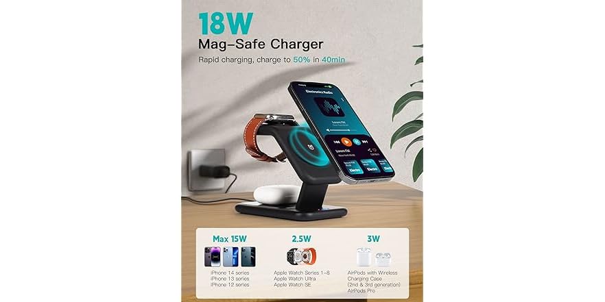 3-in-1 MagSafe Fast Charger Stand, 18W
