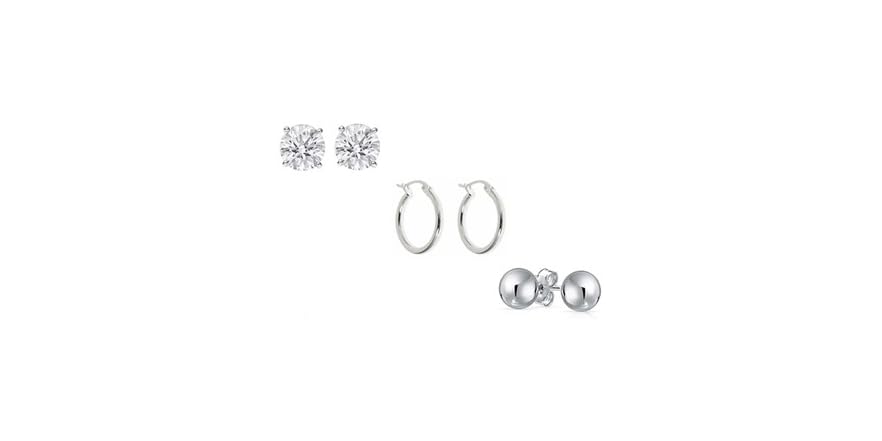 Set of 3 Sterling Silver Earring Set