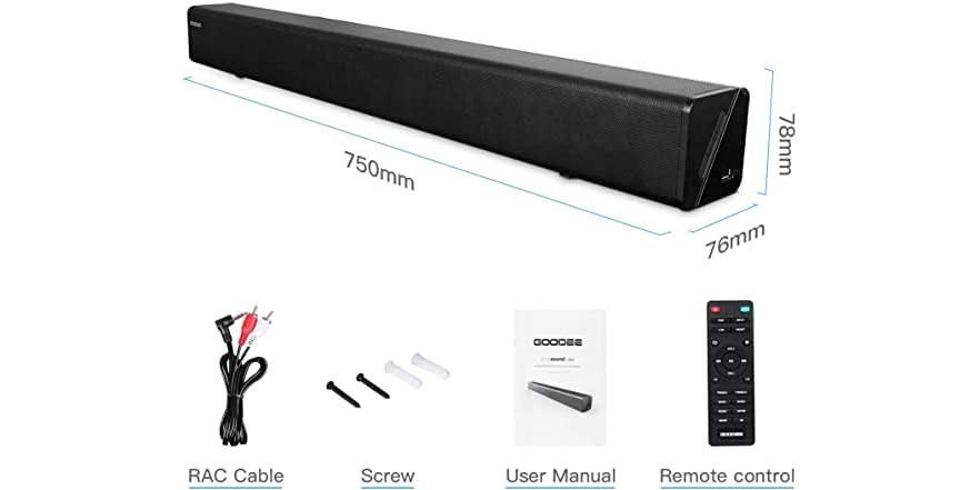 GooDee 30inch Wireless Soundbar, 60 Watt