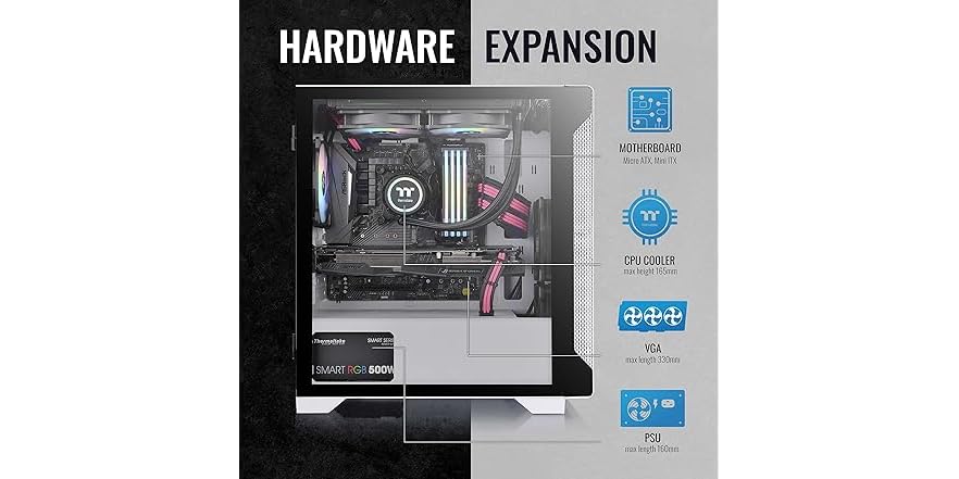 Thermaltake S100 Snow Micro ATX Mini Tower Case with 120mm R (Open Box)