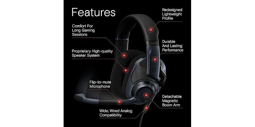 (NEW) EPOS H6Pro Open Acoustic Wired Gaming Headset with Mic