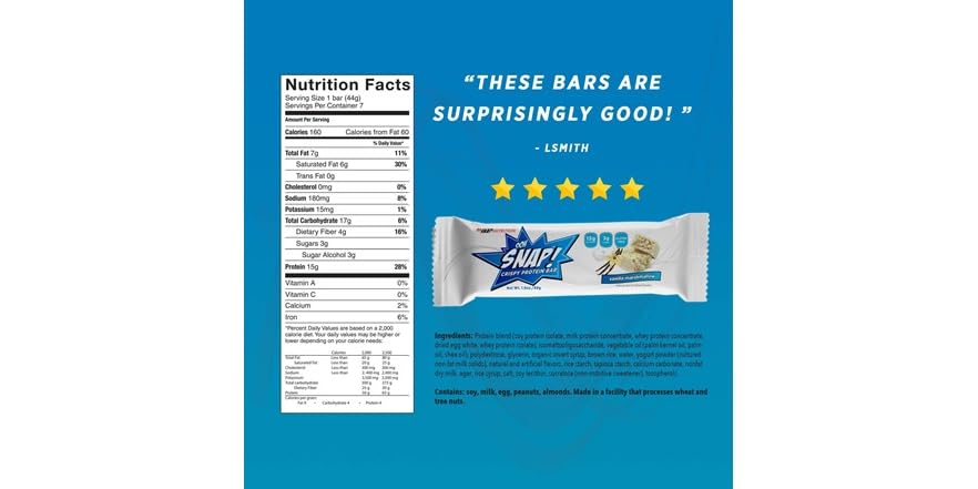 Ohh Snap Vanilla Protein Bars - 28 pack