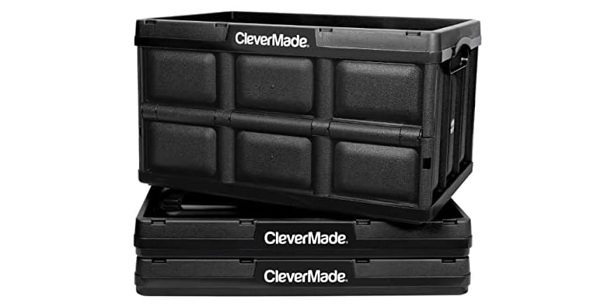 CleverMade 3PK Folding Box Solid Wall 32L - No Lid