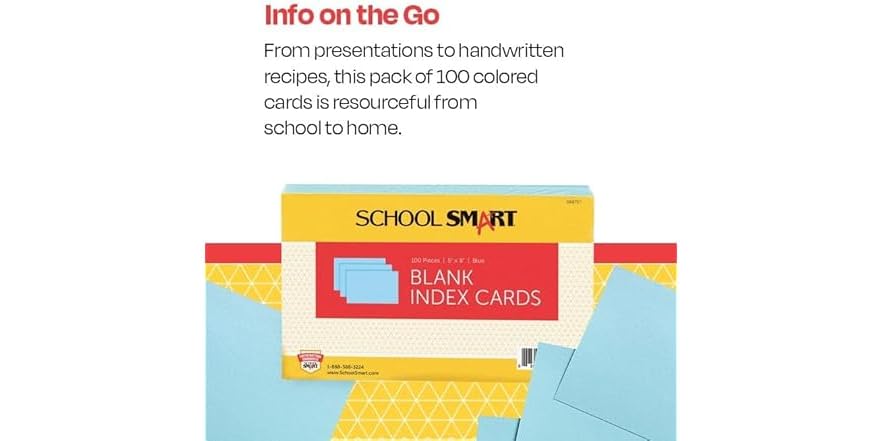 School Smart Index Cards Blue 100ct