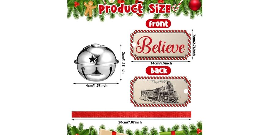 1.6 Inch Christmas Believe Bell Ornament